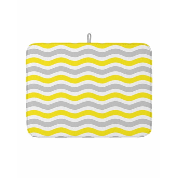 Dish Drying Mat for Kitchen Counter Yellow Grey Water Ripples Drying ...