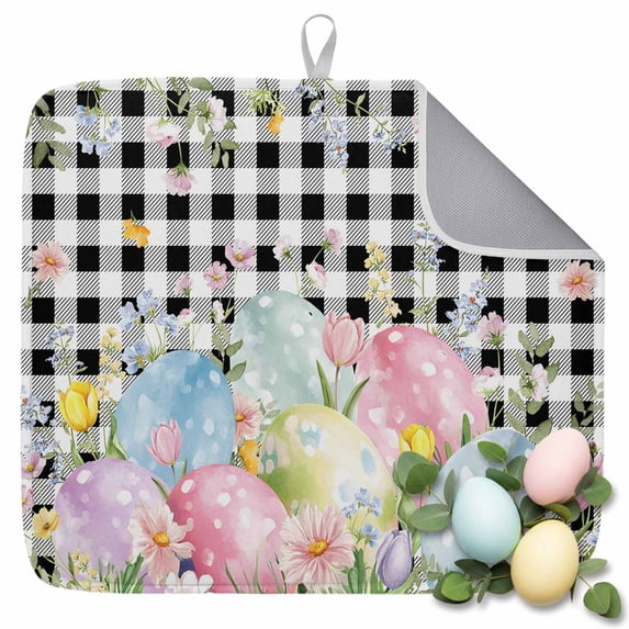 Dish Drying Mat for Kitchen Countertop, Colorful Egg Absorbent Dish Mat ...