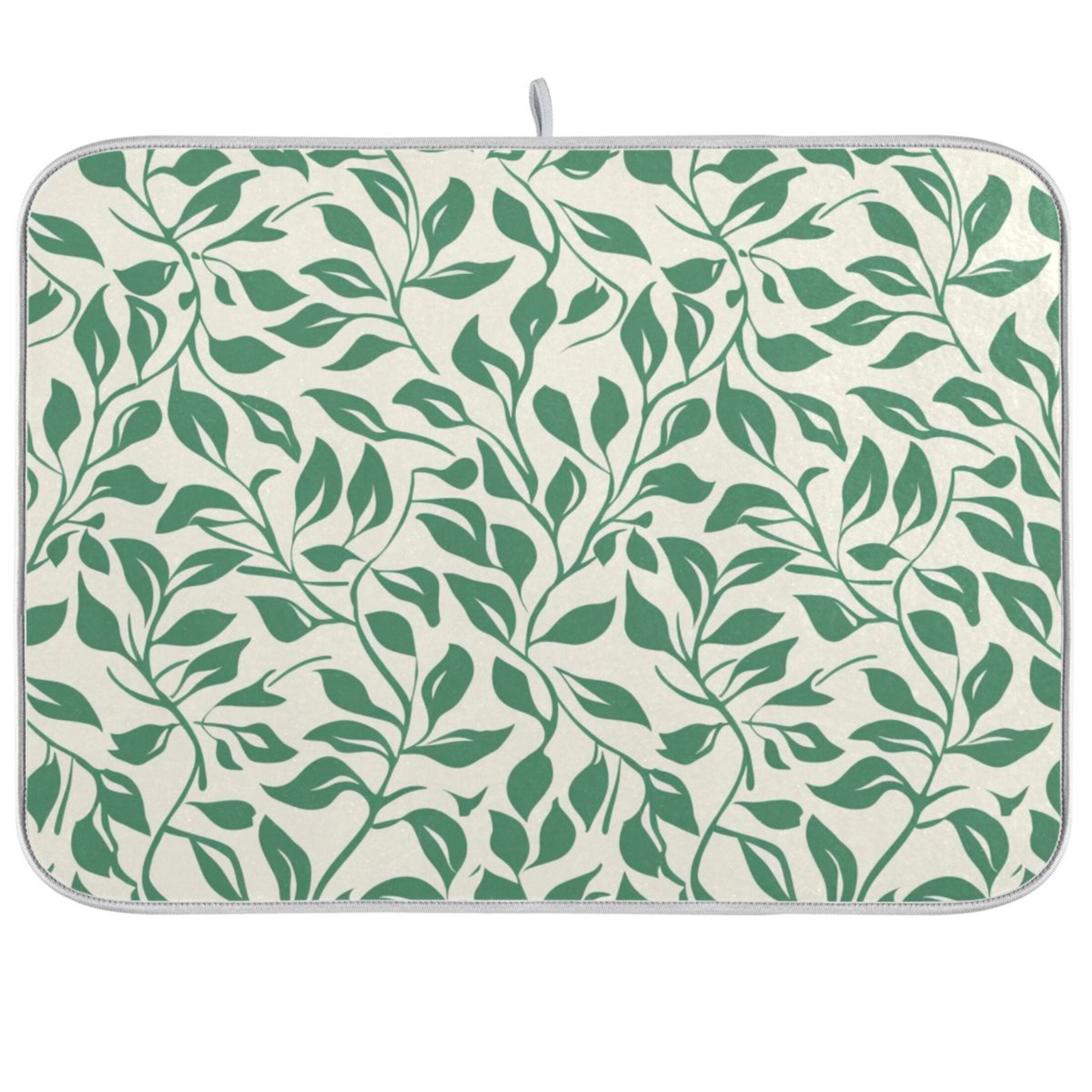 Dish Drying Mat Leaf Green Kitchen Mats Microfiber Counter Absorbent ...