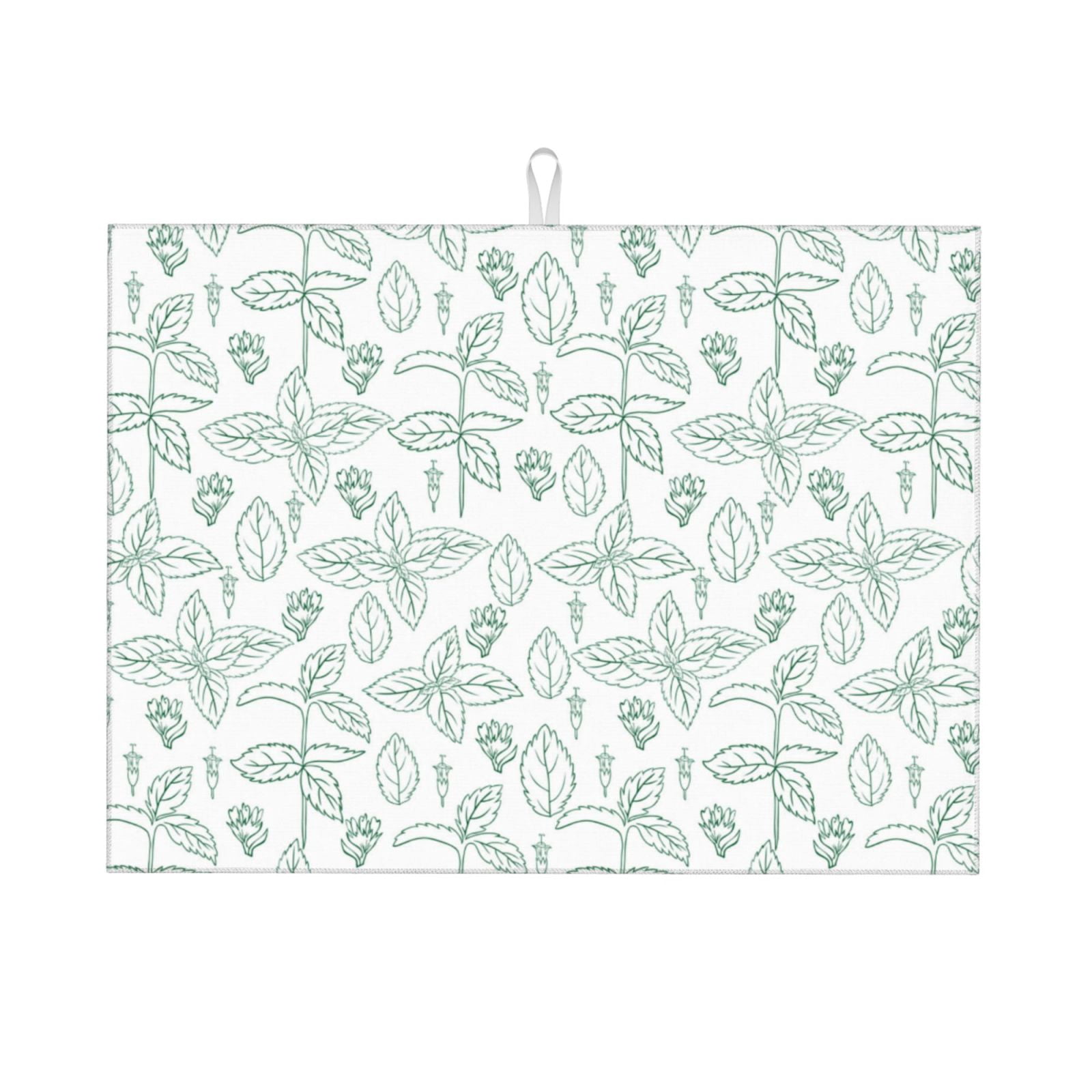 Dish Drying Mat, Leaf print Highly Absorbent Microfiber Drying Mat ...