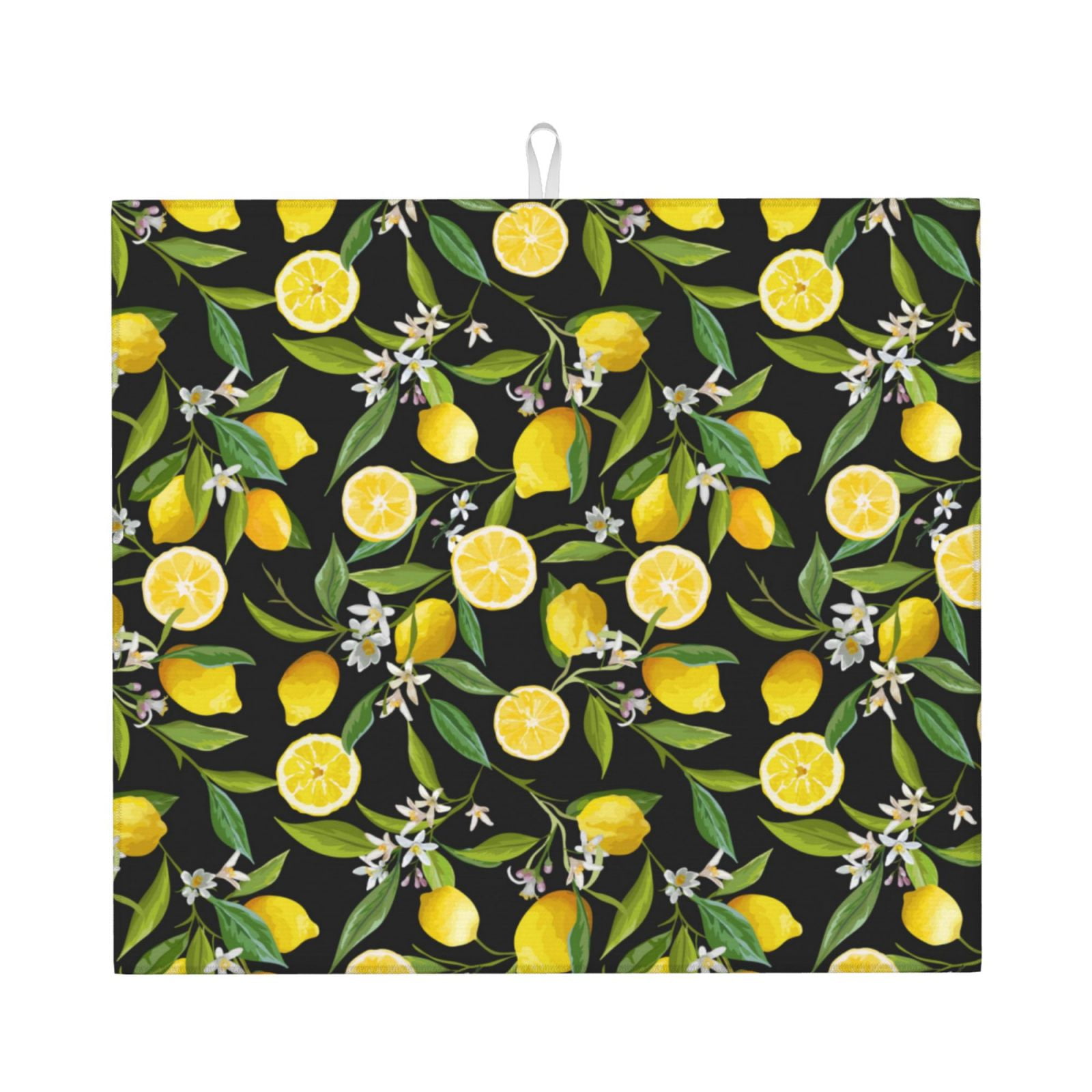 Dish Drying Mat, Lemon Fruits Flowers Leaves Highly Absorbent Drying ...