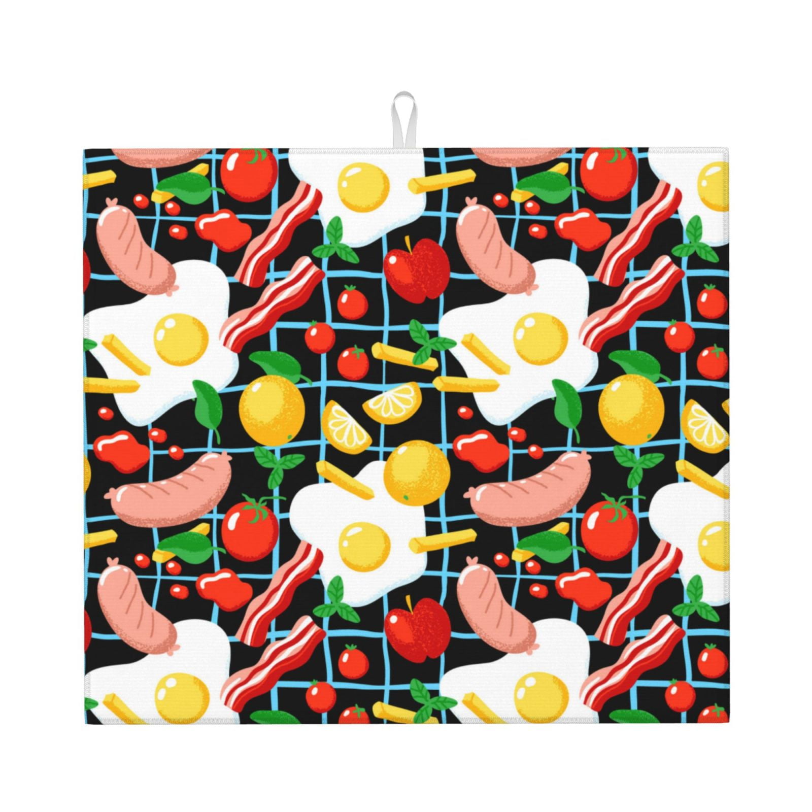 Dish Drying Mat, Lemon Tomato Potato Sausage Highly Absorbent Drying ...