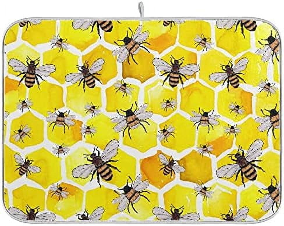 Dish Drying Mat Lemon Yellow plaid leaf for Kitchen 16x18 Inch ...