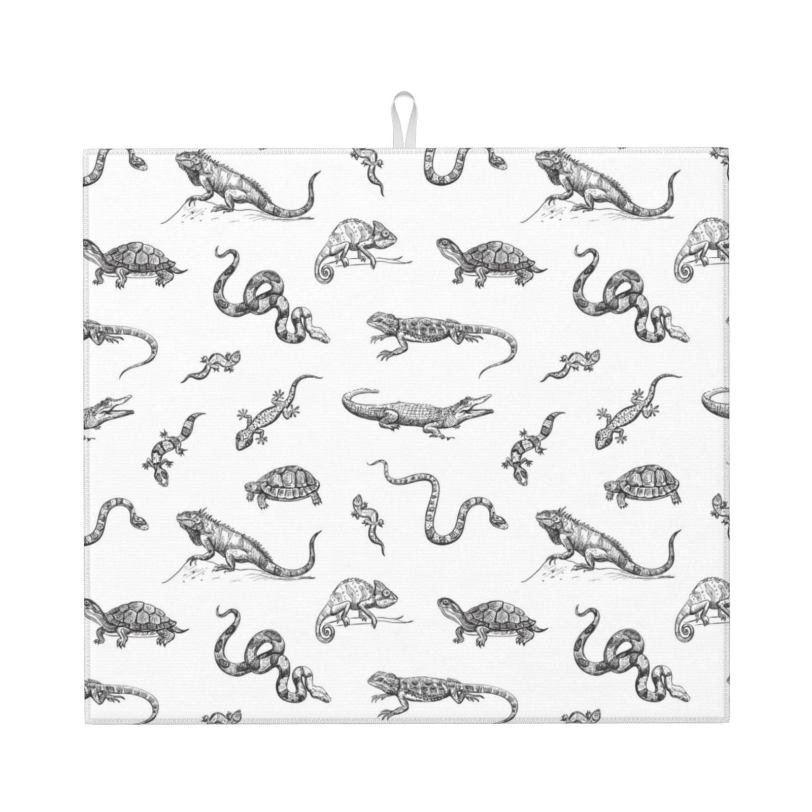 Dish Drying Mat, Lizard Snake Turtle Crocodile Highly Absorbent Drying ...