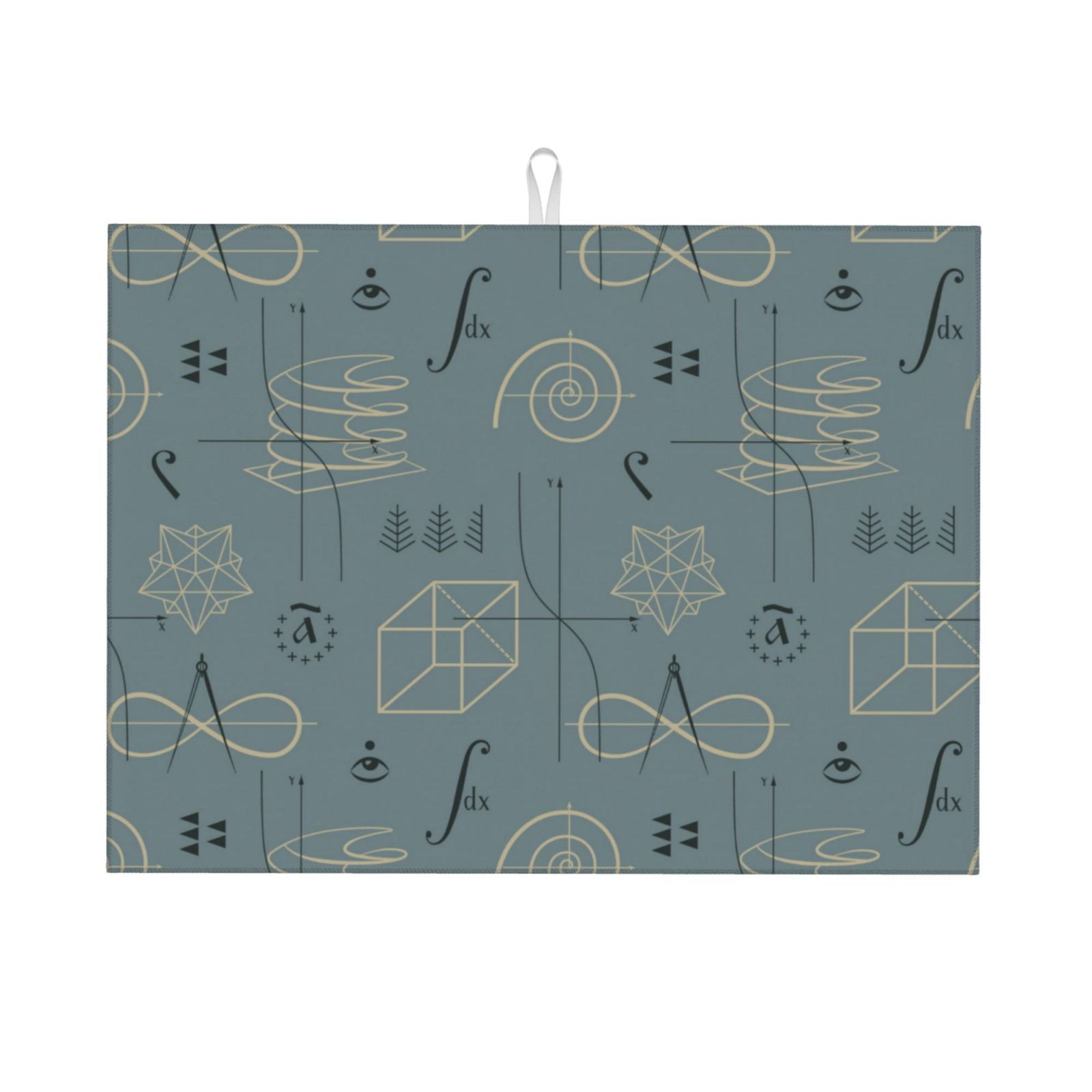 Dish Drying Mat, Math Print Quadrant Absorbent Microfiber Kitchen Mat ...