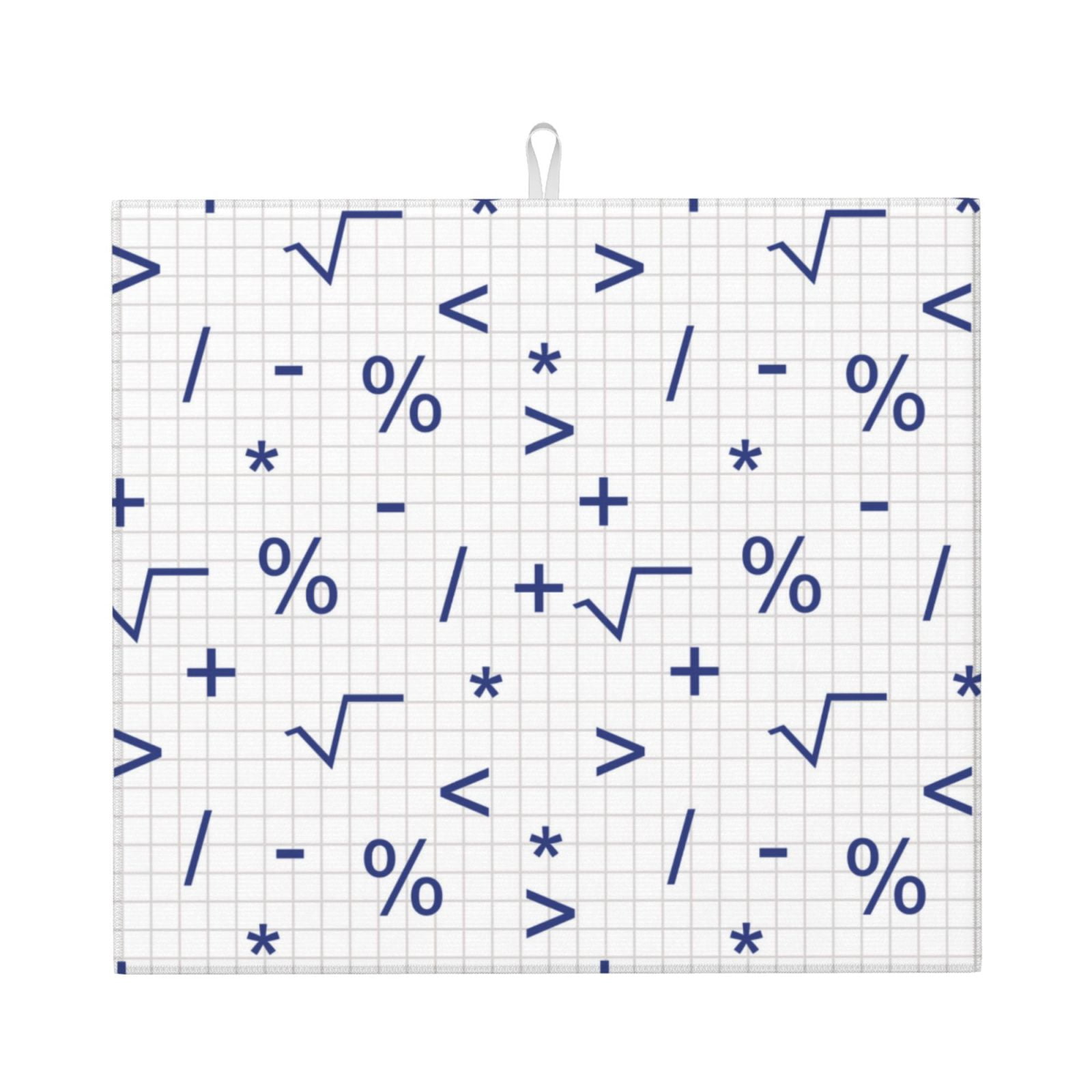 Dish Drying Mat, Math Symbol Print comical Highly Absorbent Drying Matt ...