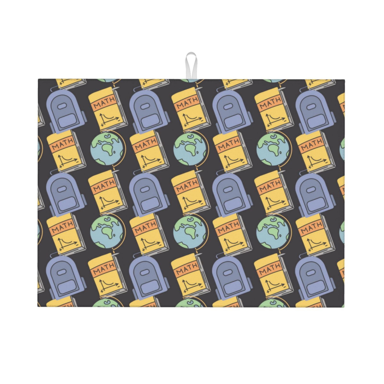 Dish Drying Mat, Math book globe Print Absorbent Microfiber Kitchen Mat ...
