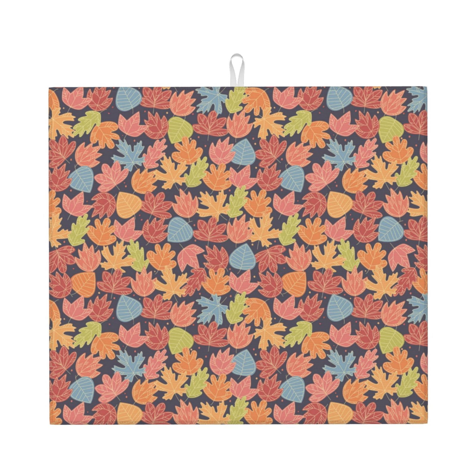 Dish Drying Mat, Multicolor maple leaves Highly Absorbent Drying Matt ...