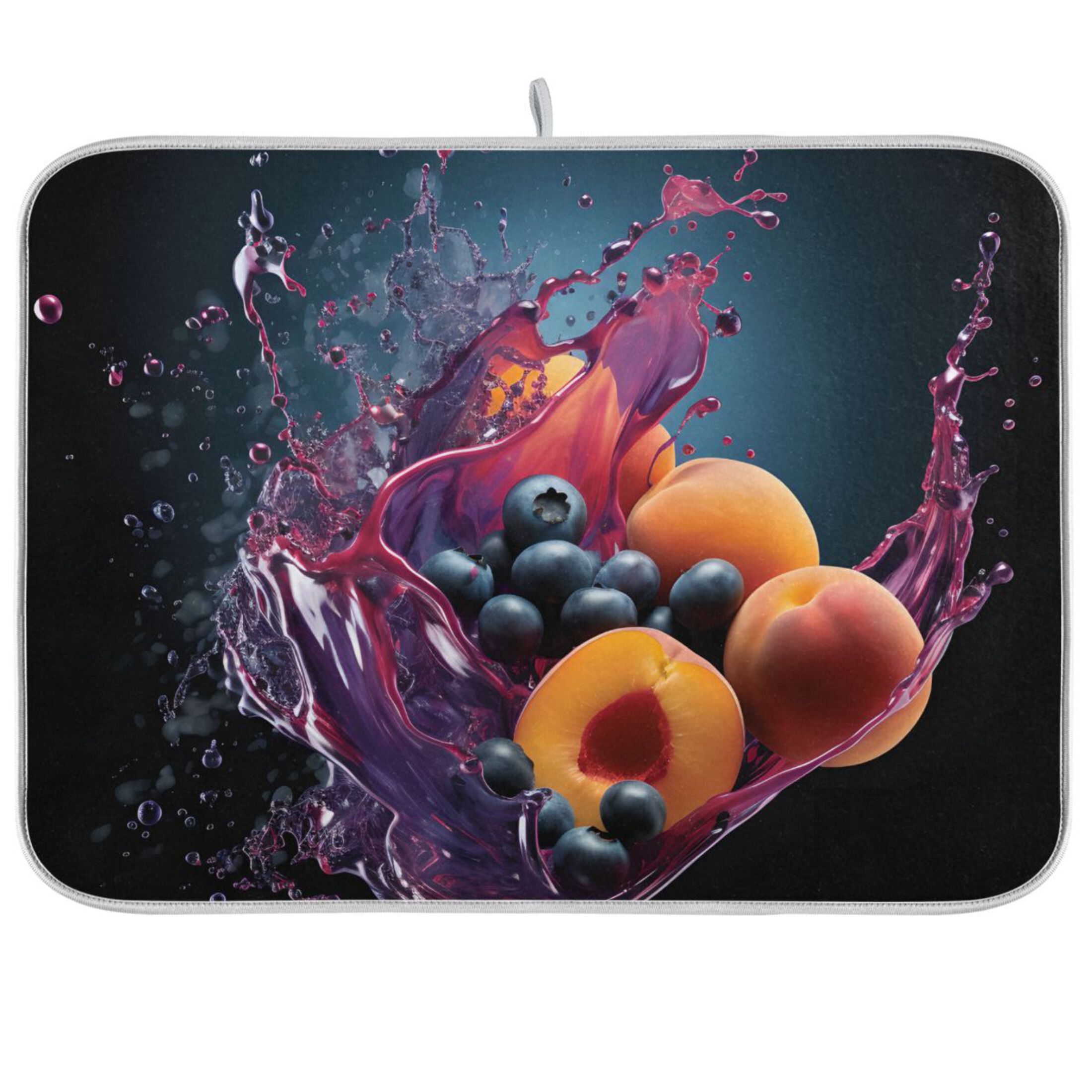 Dish Drying Mat Peach Blueberry Fruits Kitchen Mats Microfiber Counter ...