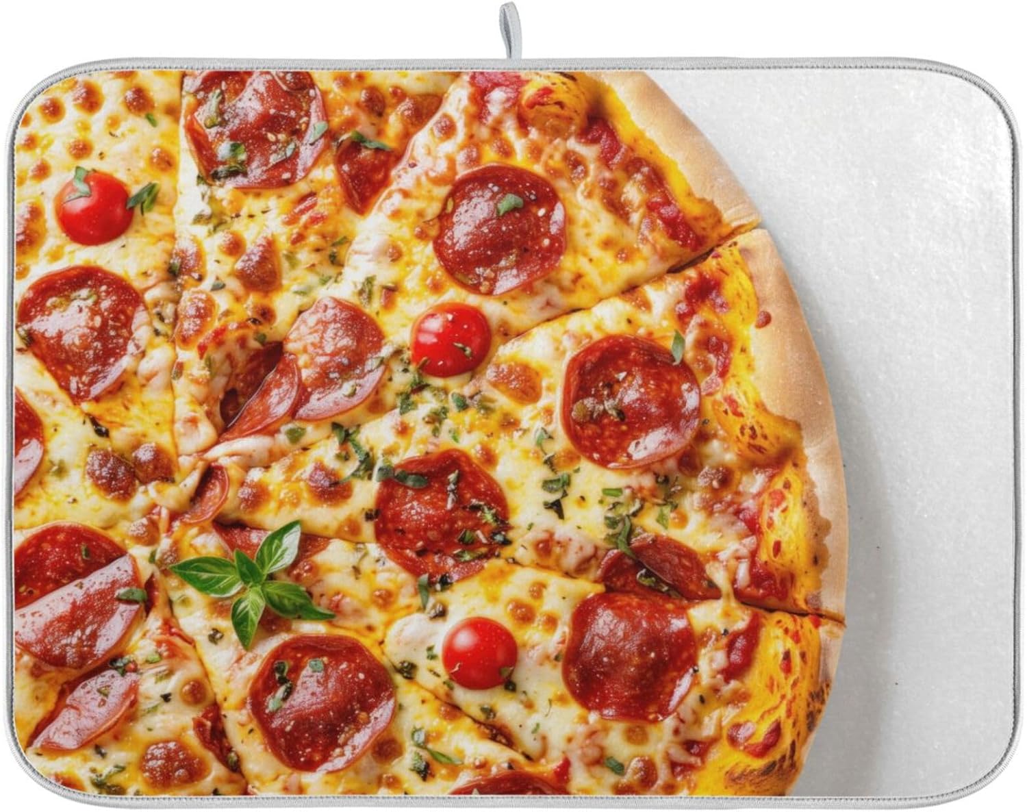 Dish Drying Mat Pepperoni Pizza Tomatoes Super Absorbent Drying Dish ...