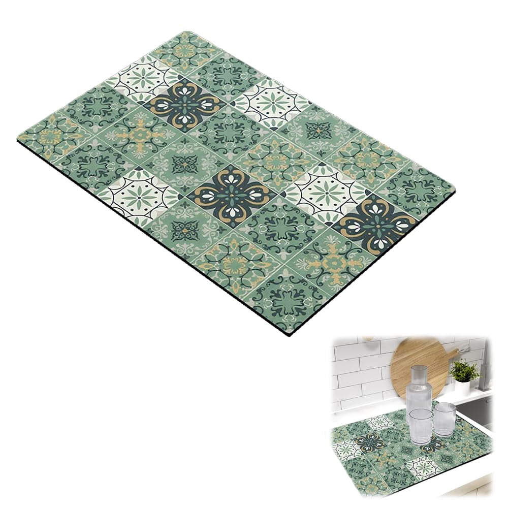 Dish Drying Mat Persian Style Kitchen Counter Mat Rubber Backing ...