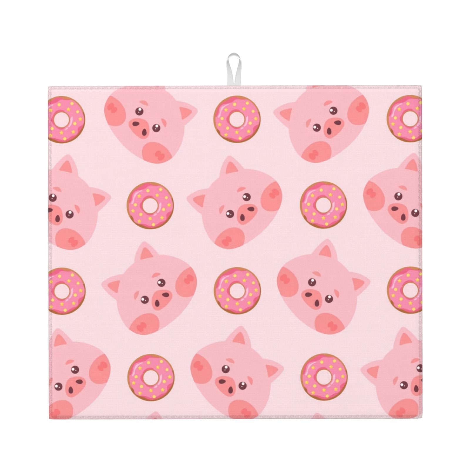 Dish Drying Mat, Pigs Head And Donuts Highly Absorbent Drying Matt ...
