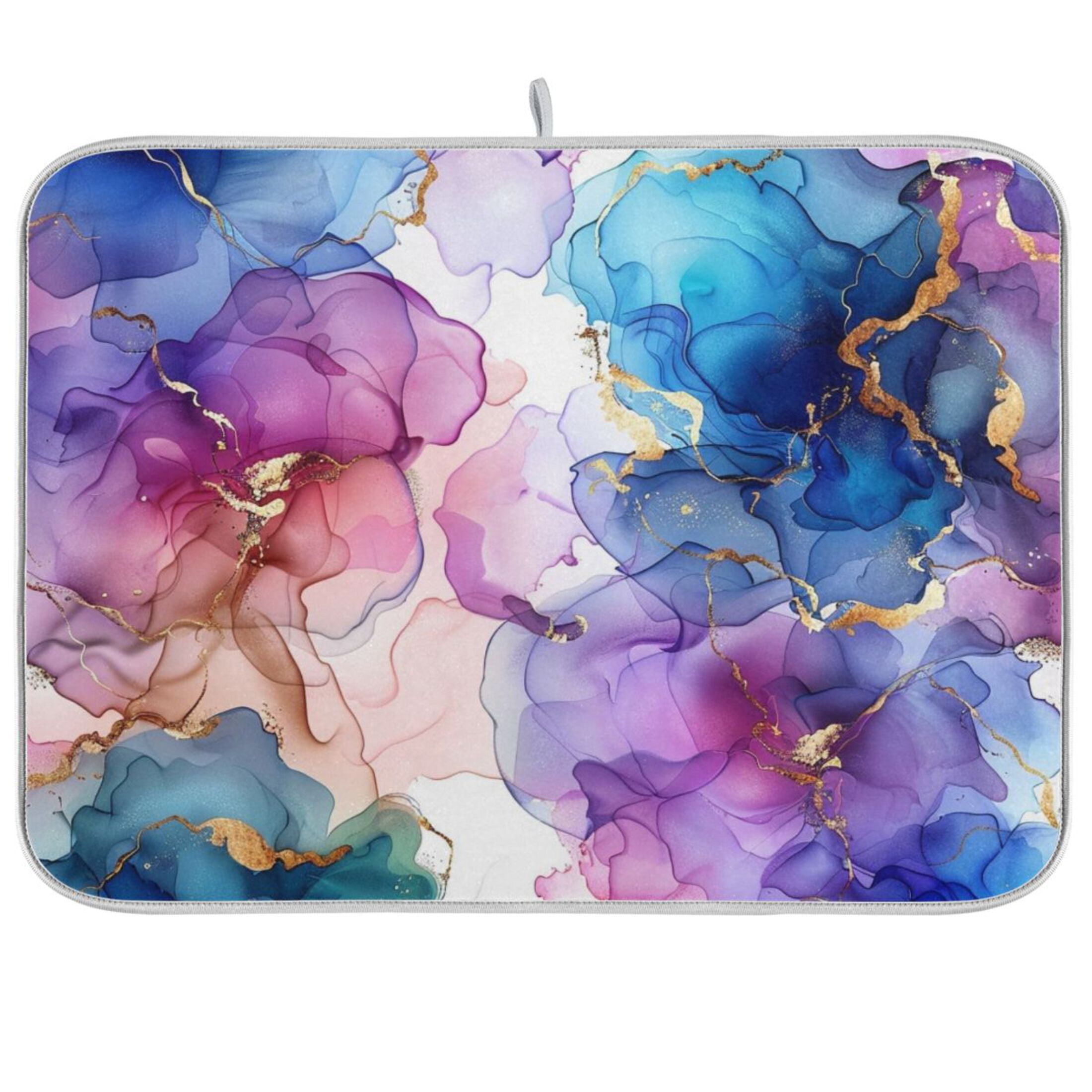 Dish Drying Mat Purple and Blue Marble Kitchen Mats Microfiber Counter ...