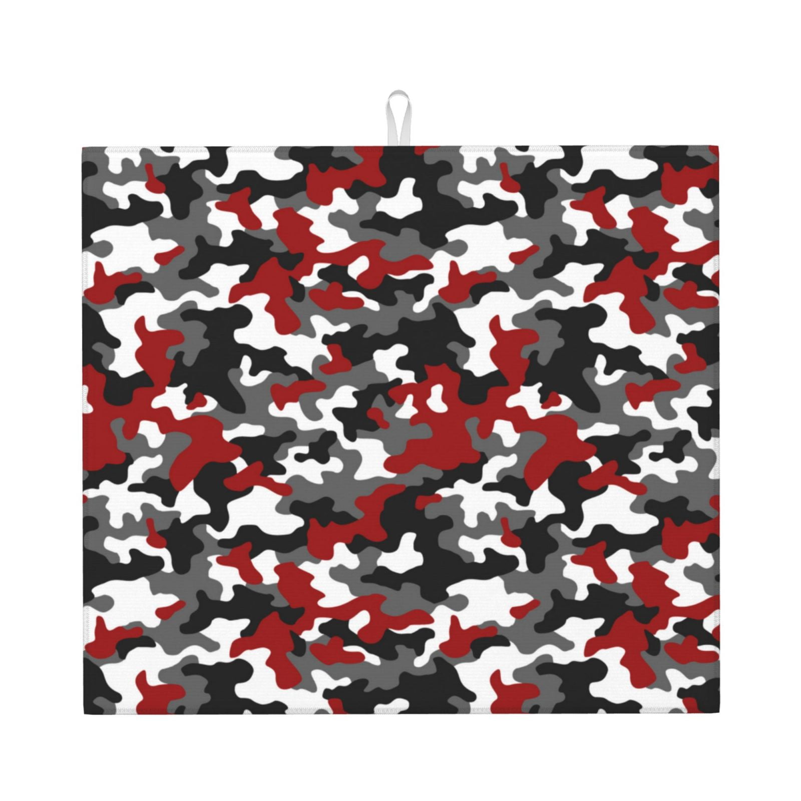 Dish Drying Mat, Red Grey White Camouflage Highly Absorbent Drying Matt ...