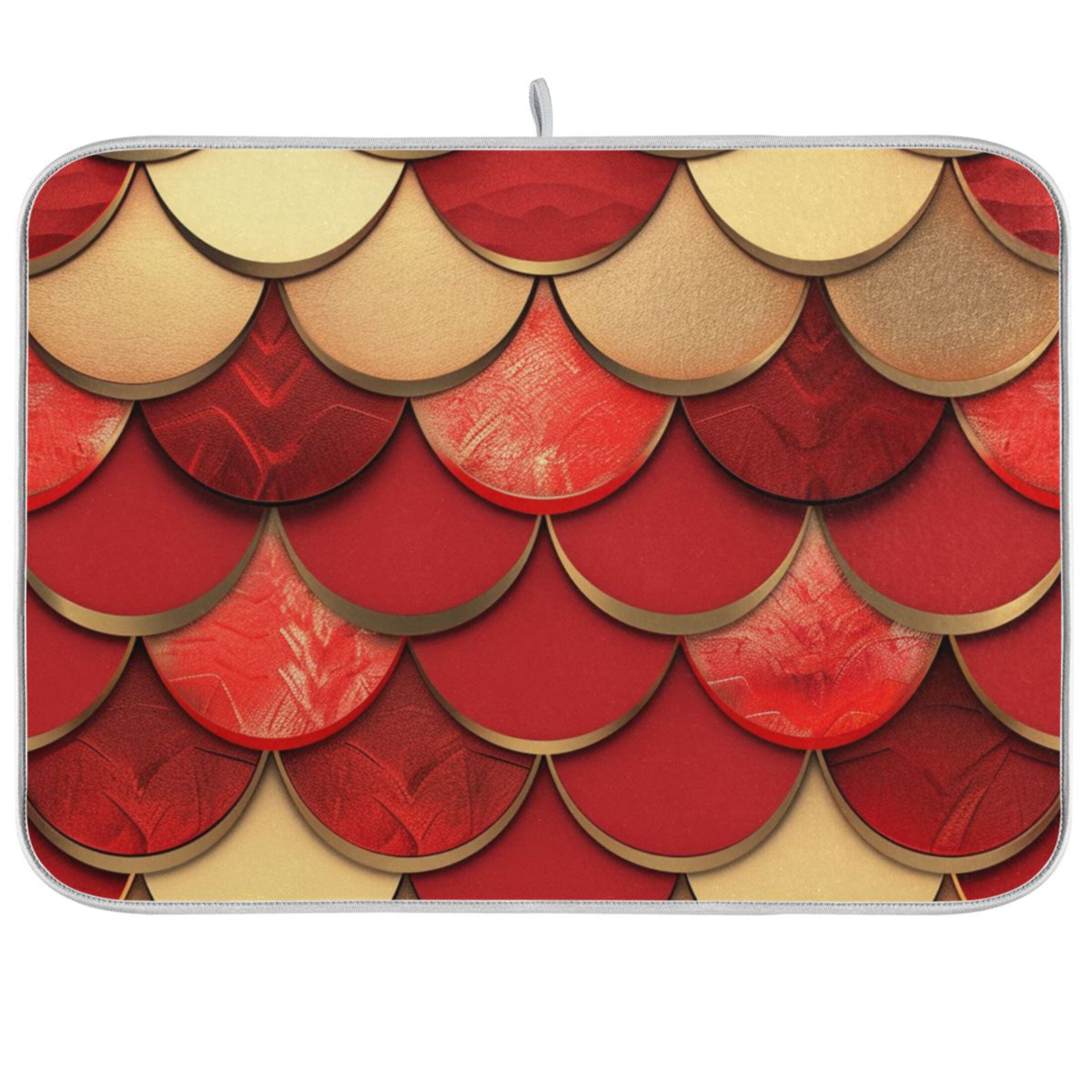 Dish Drying Mat Red Scales Kitchen Mats Microfiber Counter Absorbent ...