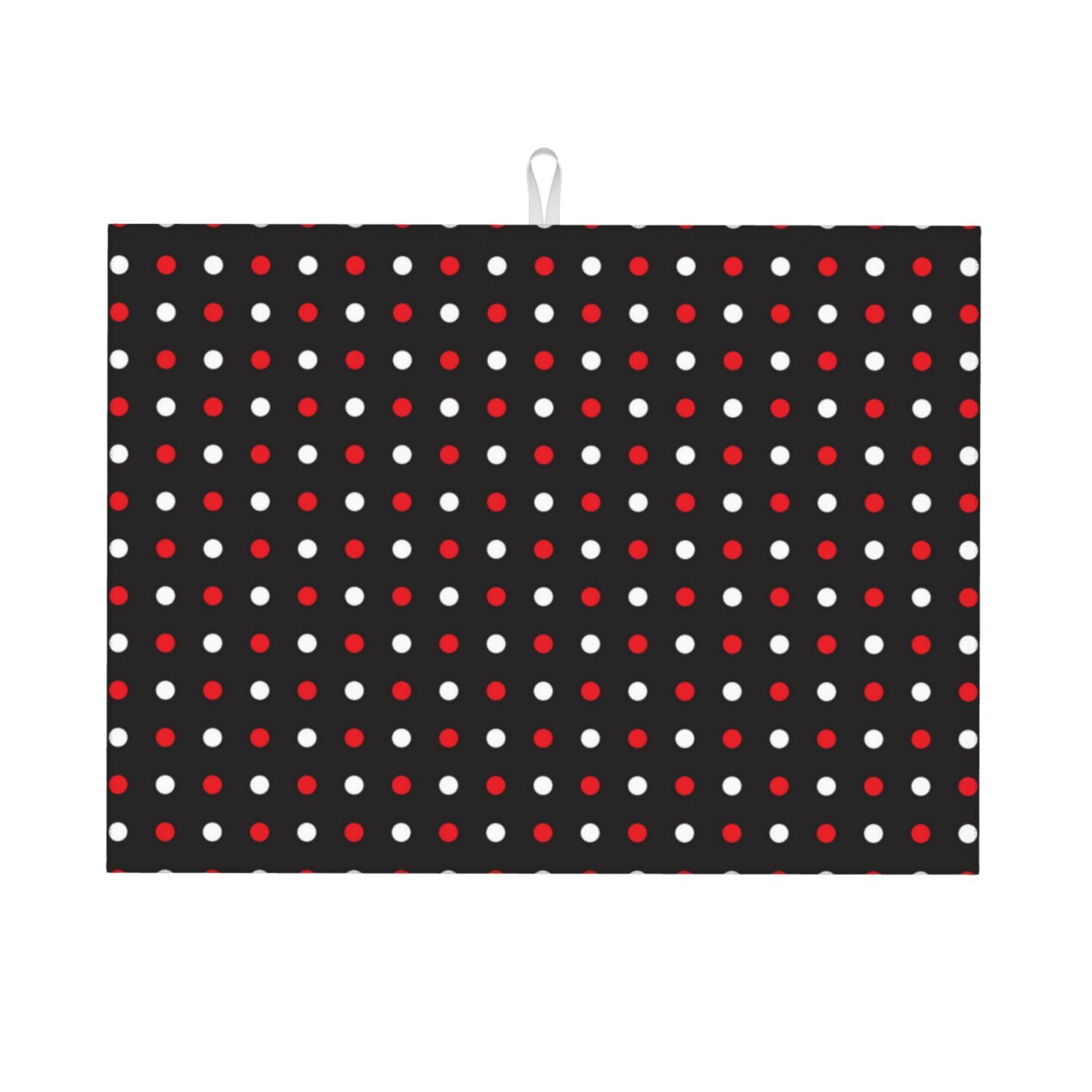 Dish Drying Mat, Red and white polka dots Absorbent Microfiber Kitchen ...