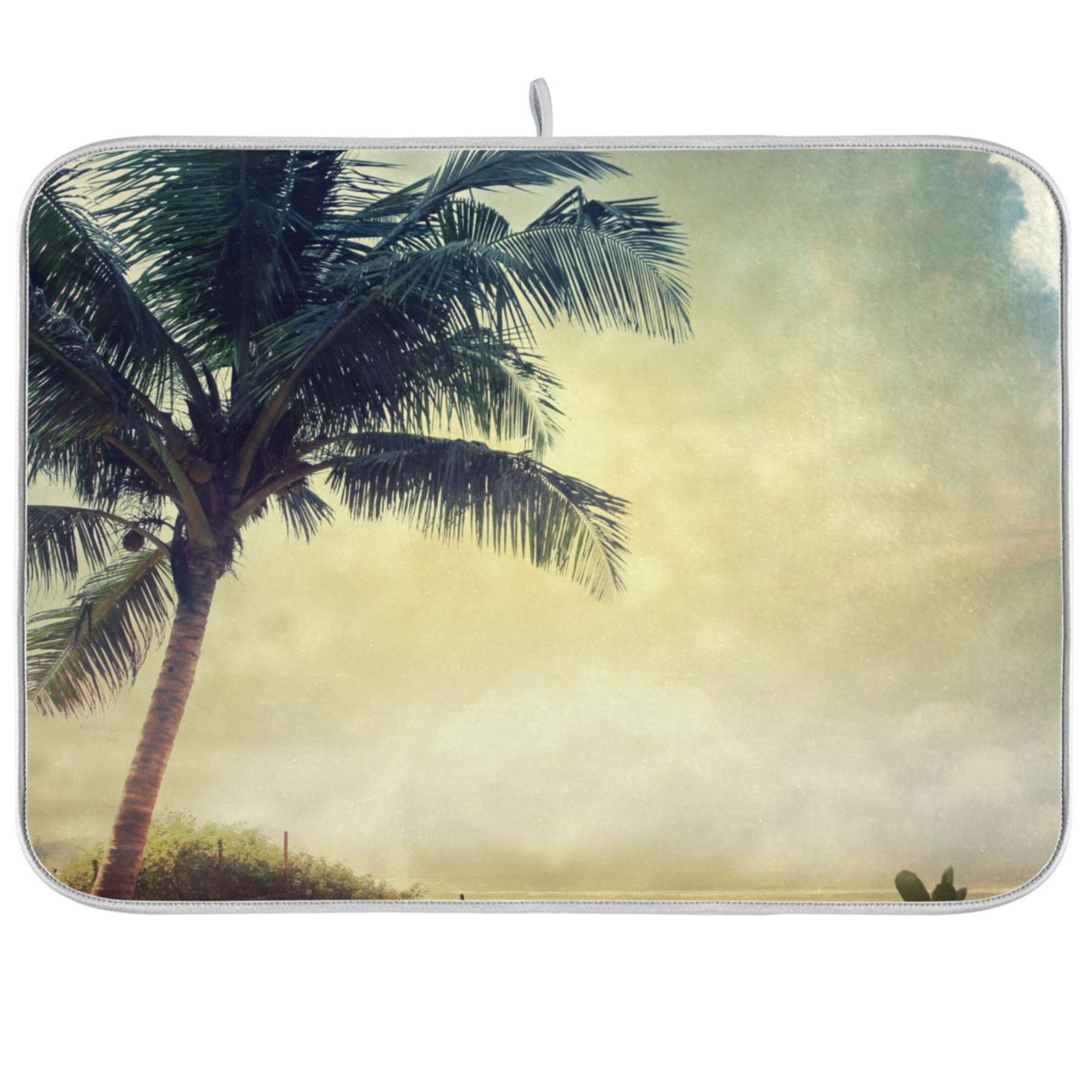 Dish Drying Mat Retro Palm Tree Landscape Kitchen Mats Microfiber ...