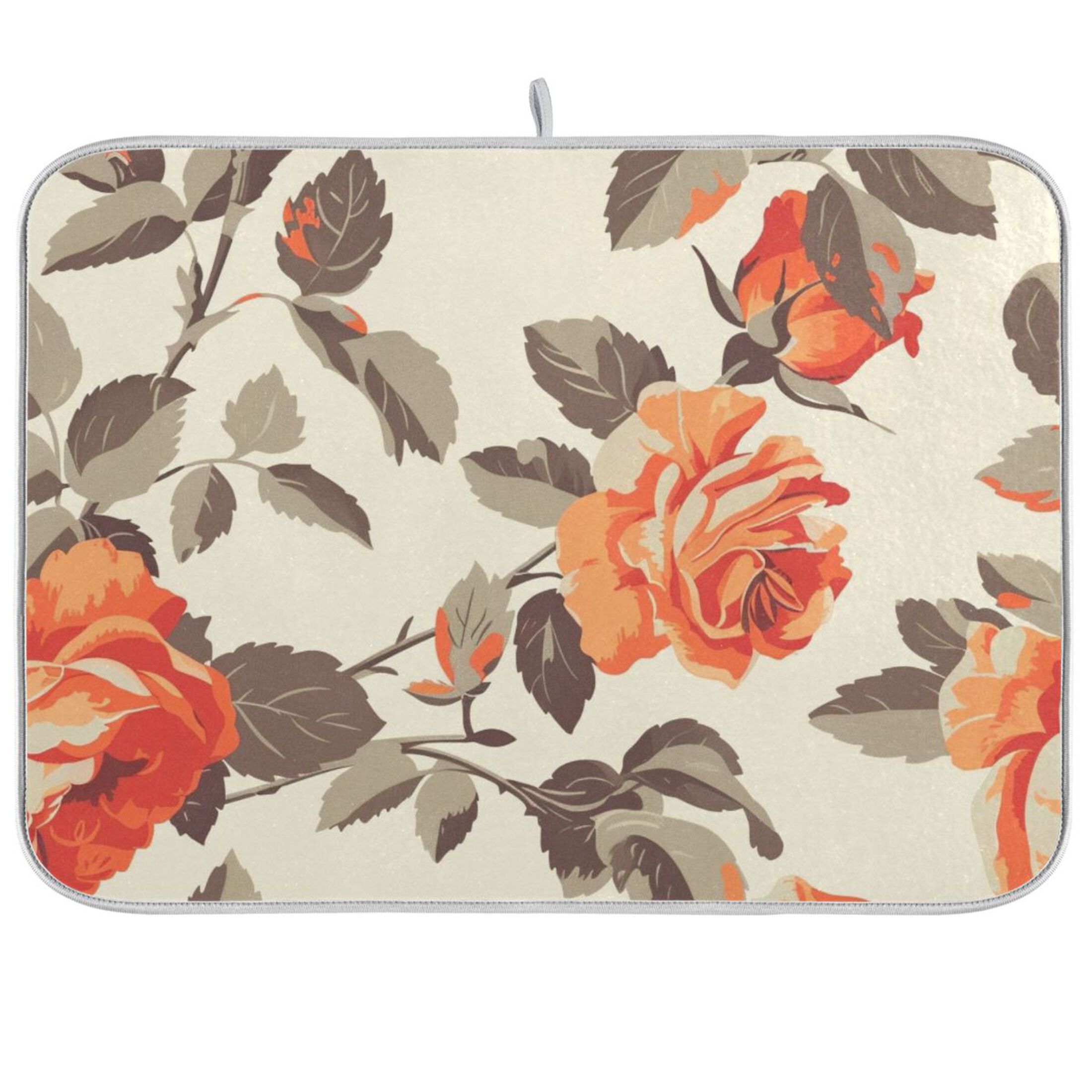 Dish Drying Mat Retro Rose Kitchen Mats Microfiber Counter Absorbent ...