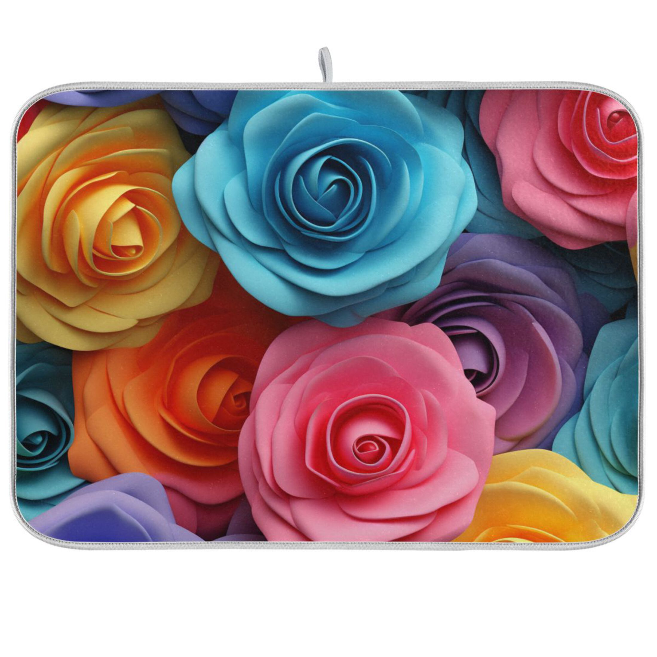 Dish Drying Mat Rose Flowers Kitchen Mats Microfiber Counter Absorbent ...