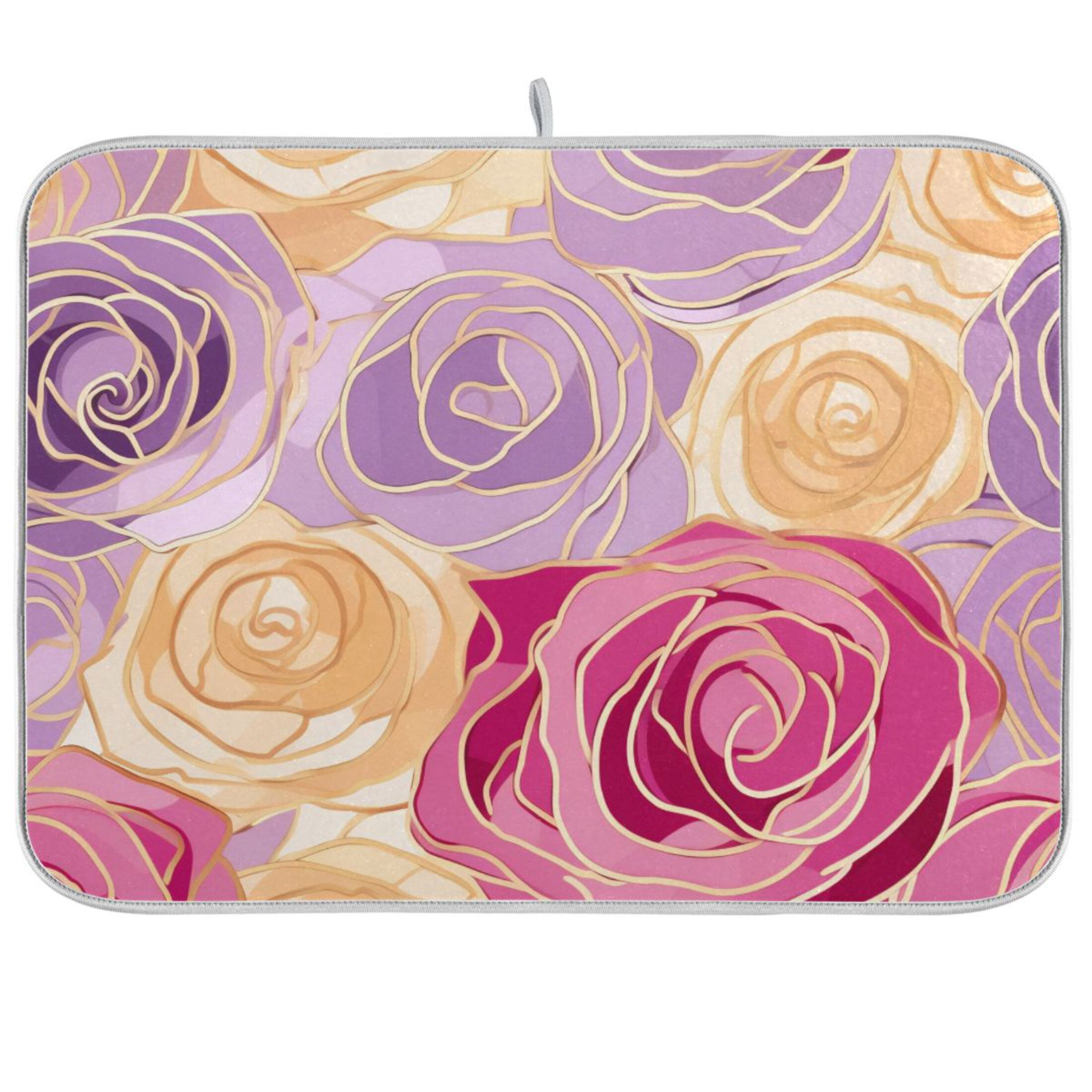 Dish Drying Mat Roses Flowers Kitchen Mats Microfiber Counter Absorbent ...