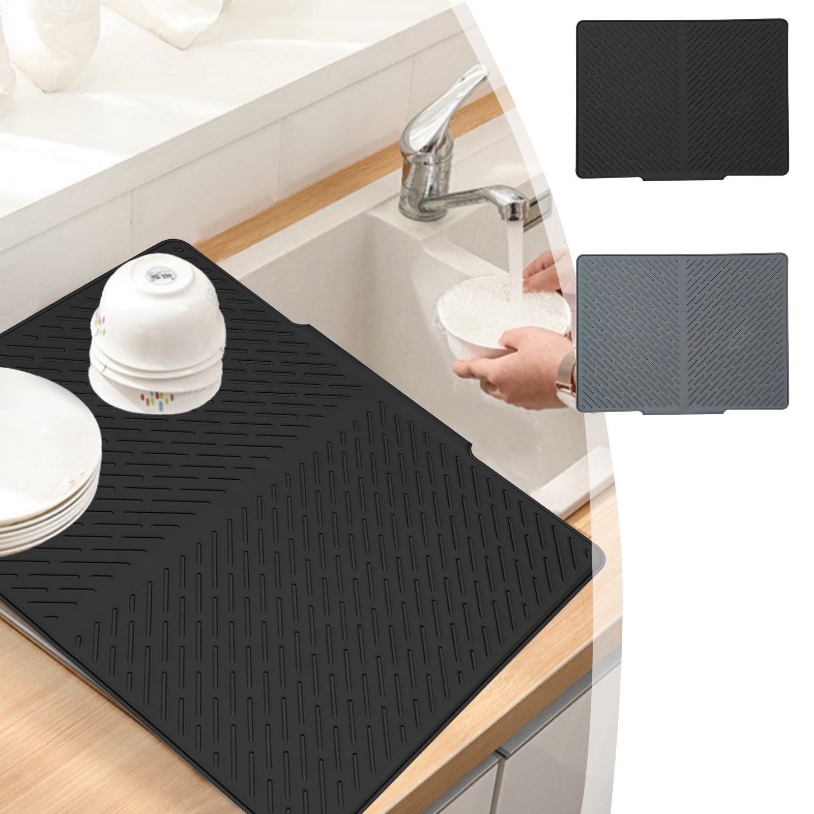 Dish Drying Mat,Rubber Back Slope Pad Rubber Diversion Opening Bowl and ...