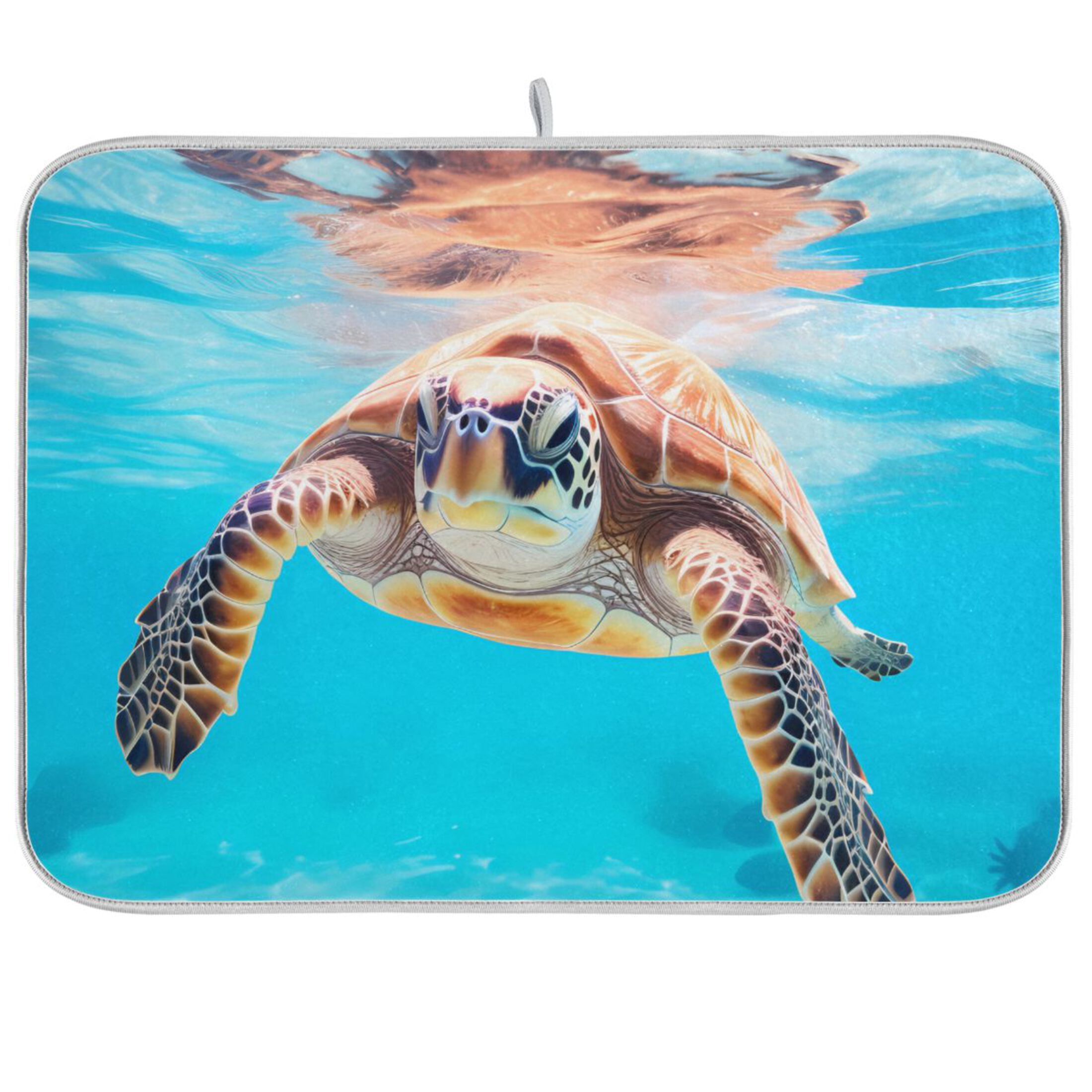 Dish Drying Mat Sea Turtle Swimming in Sea Kitchen Mats Microfiber ...