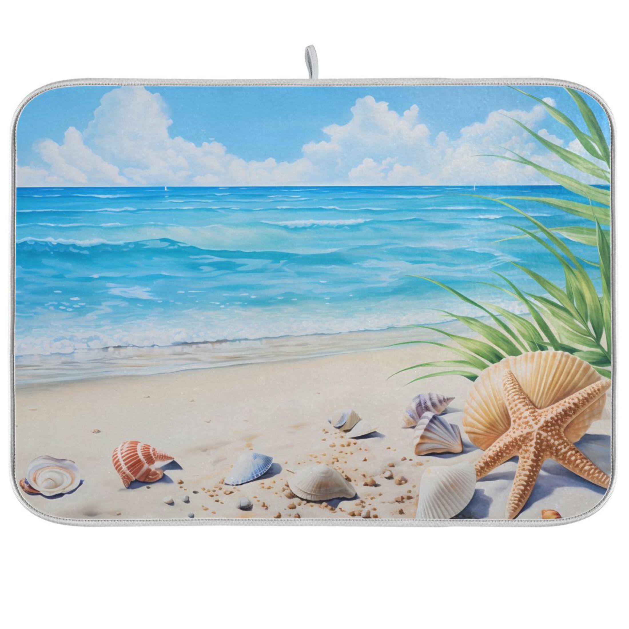 Dish Drying Mat Seashell in Summer Beach Kitchen Mats Microfiber ...