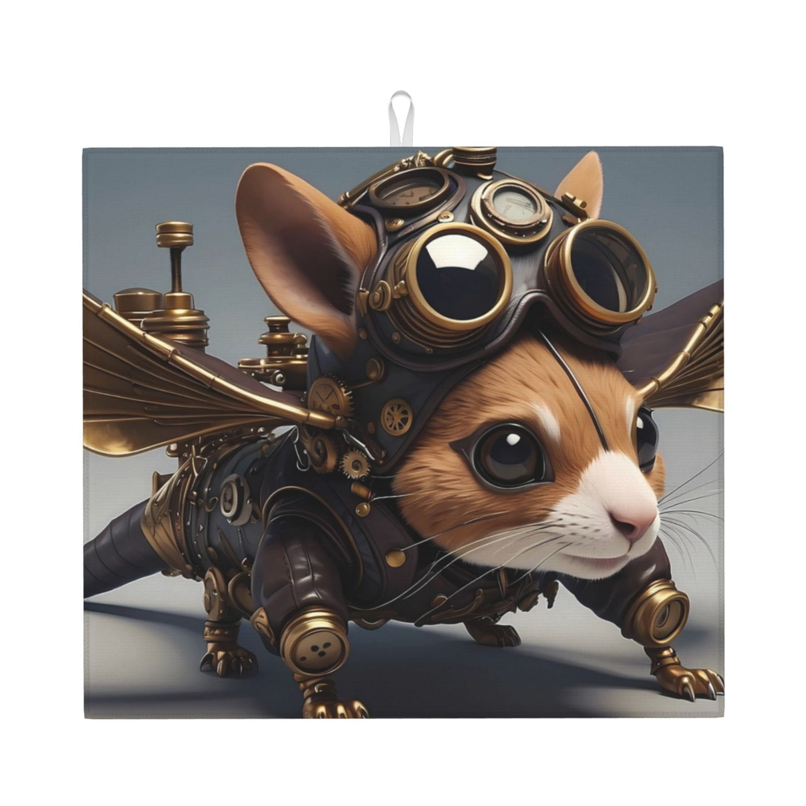 Dish Drying Mat, Steampunk Squirrel Pilot Highly Absorbent Drying Matt ...