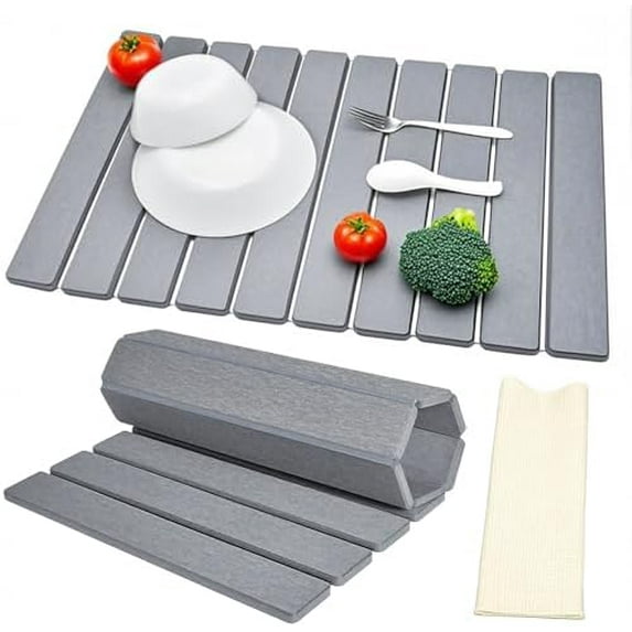 Dish Drying Mat, Stone Drying Mat for Kitchen Counter,Large ,Foldable ...