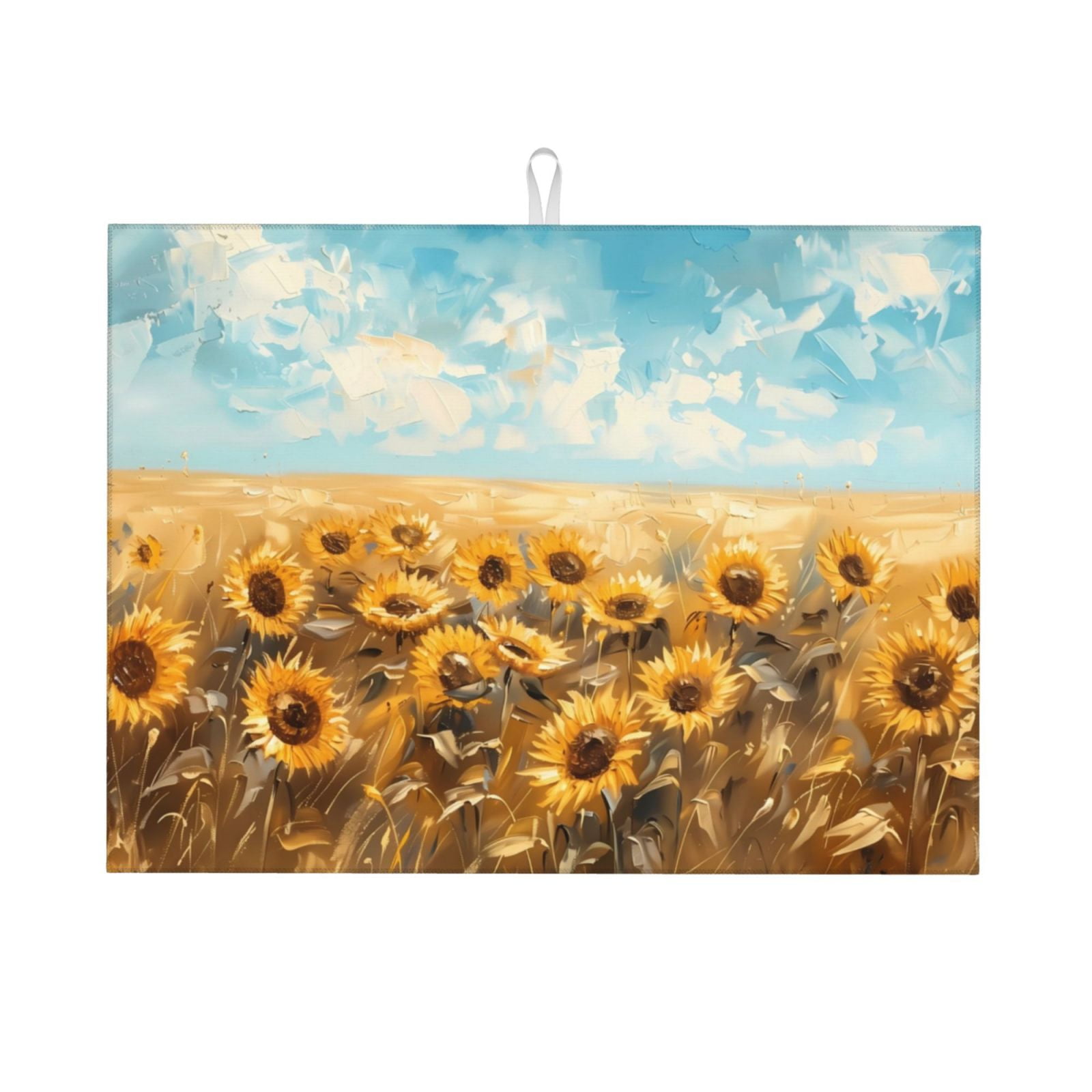 Dish Drying Mat, Sunflower Field Bliss Highly Absorbent Microfiber ...