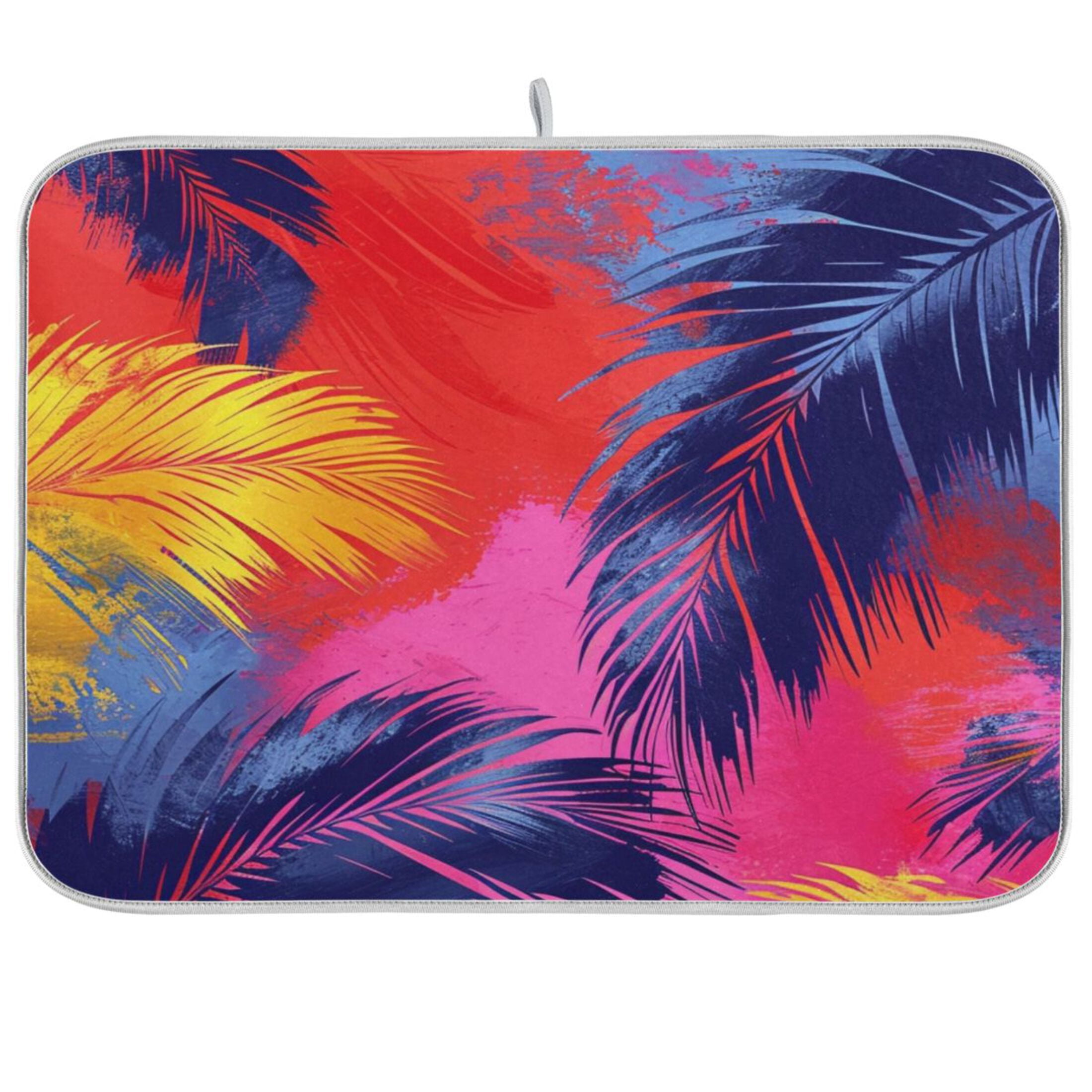 Dish Drying Mat Tropical Palm Leaves Kitchen Mats Microfiber Counter ...