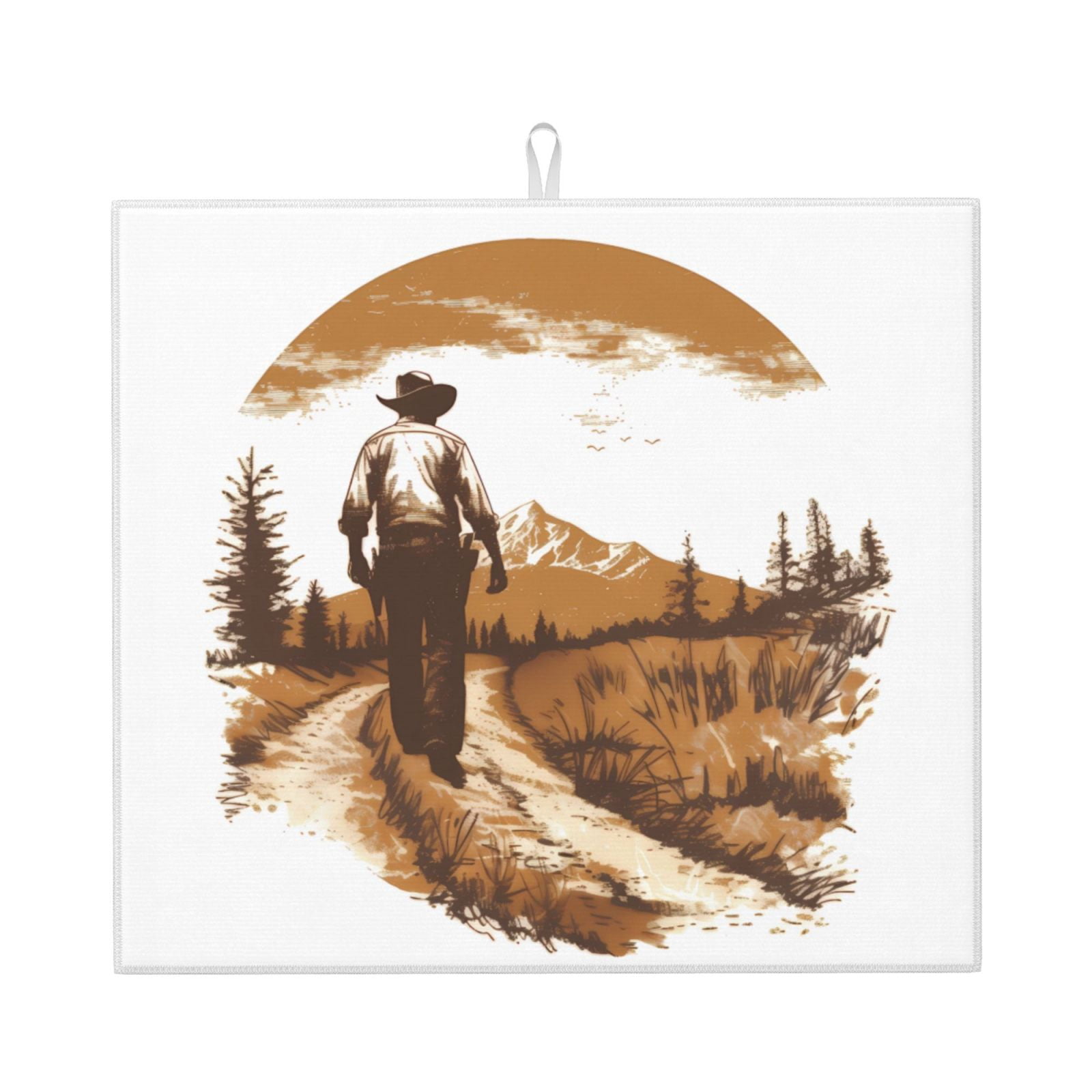 Dish Drying Mat, Western Cowboy Countryside Highly Absorbent Drying ...
