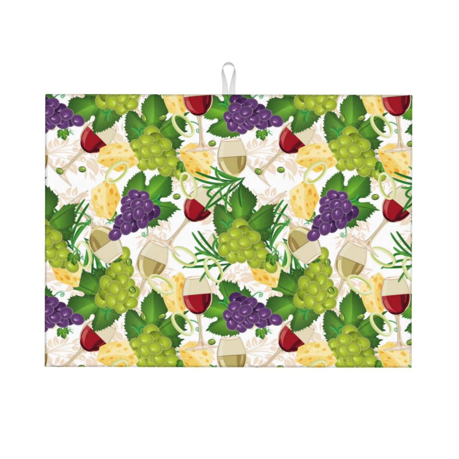 Dish Drying Mat, Wine Bottle Grape Absorbent Microfiber Kitchen Mat ...