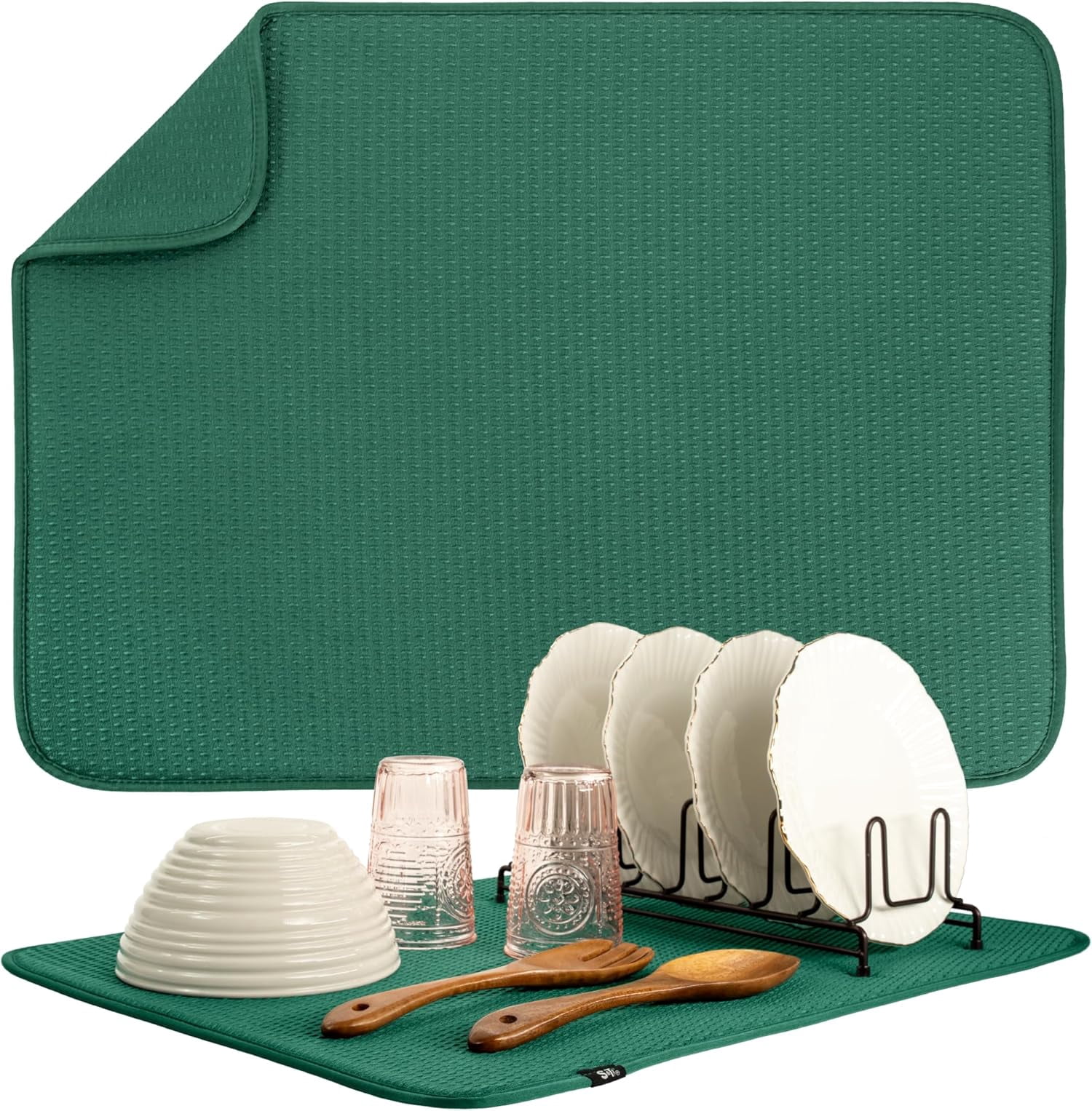 Dish Drying Mat XL, 18" x 24", Absorbent Microfiber Kitchen Counter Mat ...