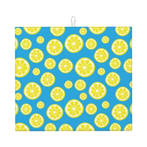 Dish Drying Mat, blue Lemon Highly Absorbent Drying Matt Kitchen ...
