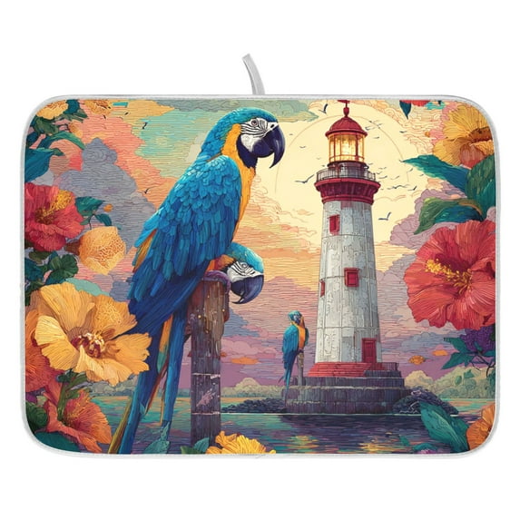 Dish Drying Mat for Kitchen Counter 16x18/18x24 A Colorful Lighthouse ...