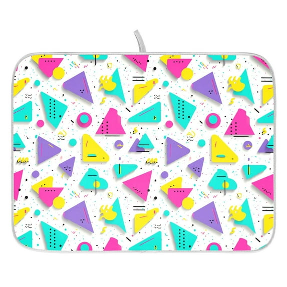 Dish Drying Mat for Kitchen Counter 16x18/18x24 Abstract 90s Pattern ...