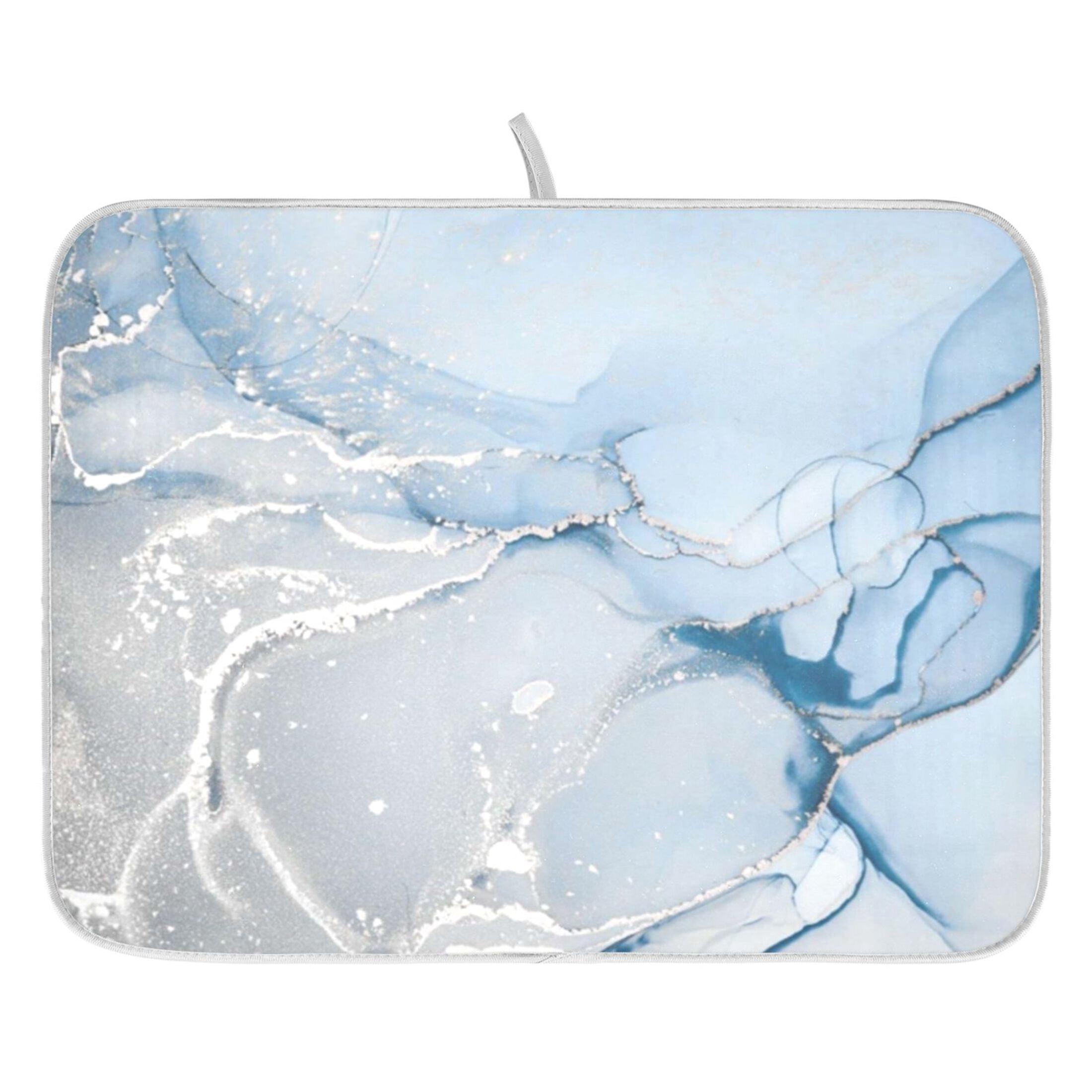 Dish Drying Mat for Kitchen Counter 16x18/18x24 Blue Marble Absorbent ...