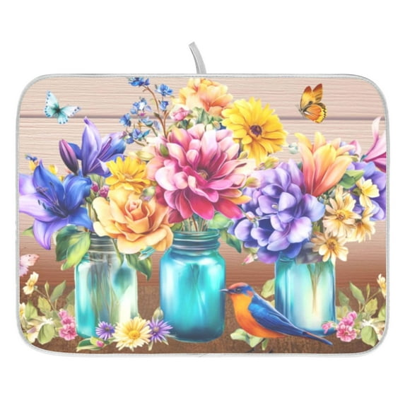 Dish Drying Mat for Kitchen Counter 16x18/18x24 Butterflies Absorbent ...