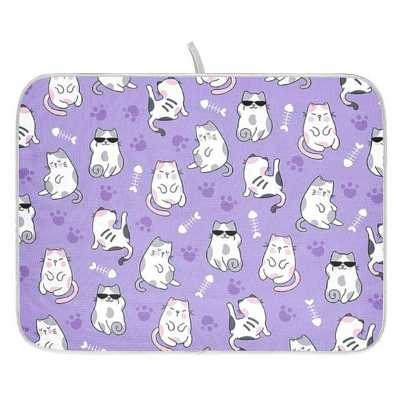 Dish Drying Mat for Kitchen Counter 16x18/18x24 Cat Absorbent Coffee ...