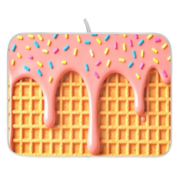 Dish Drying Mat for Kitchen Counter 16x18/18x24 Chocolate Waffle Cream ...