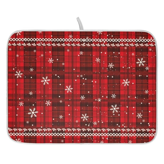 Dish Drying Mat for Kitchen Counter 16x18/18x24 Christmas Plaid ...