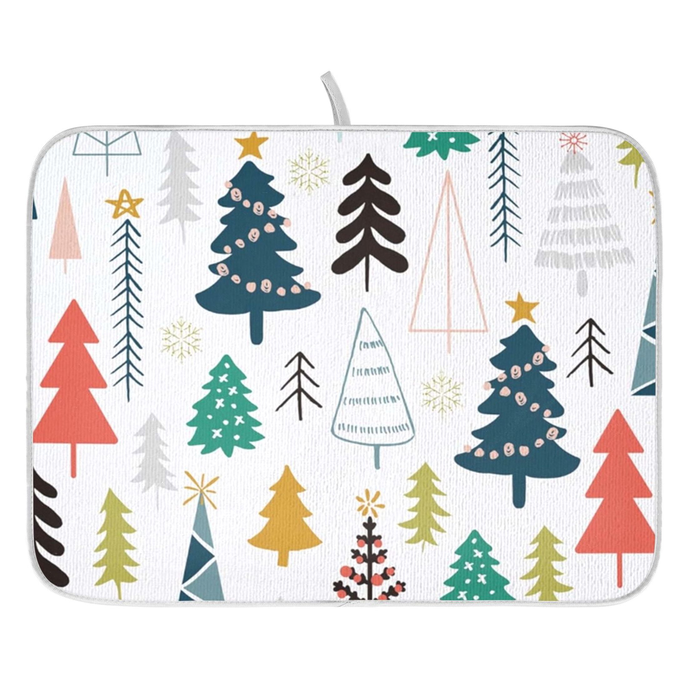 Dish Drying Mat for Kitchen Counter 16x18/18x24 Christmas Tree ...