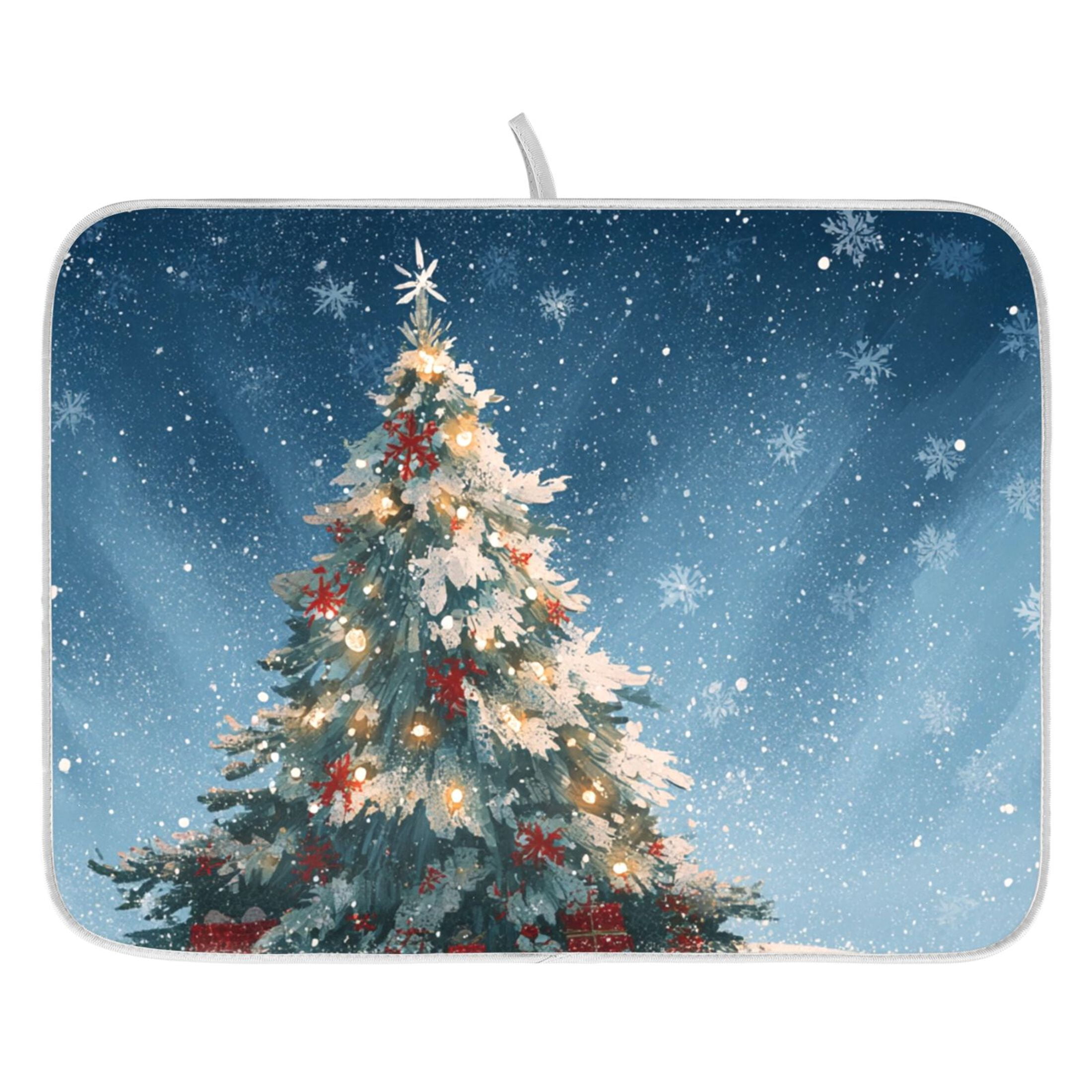 Dish Drying Mat for Kitchen Counter 16x18/18x24 Christmas Tree ...