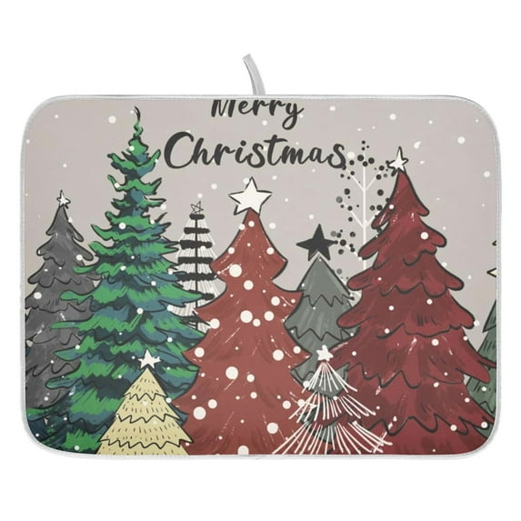 Dish Drying Mat for Kitchen Counter 16x18/18x24 Christmas Trees ...