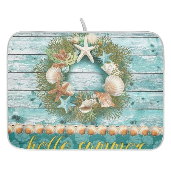 Dish Drying Mat for Kitchen Counter 16x18/18x24 Coastal Wreath ...