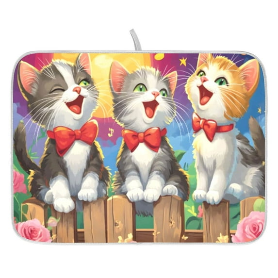 Dish Drying Mat for Kitchen Counter 16x18/18x24 Cute Cat Moon Animal ...
