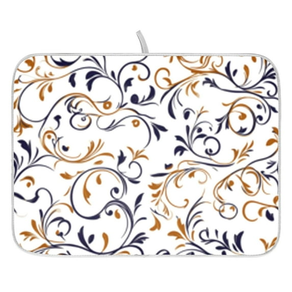 Dish Drying Mat for Kitchen Counter 16x18/18x24 Elegant Floral Swirl ...