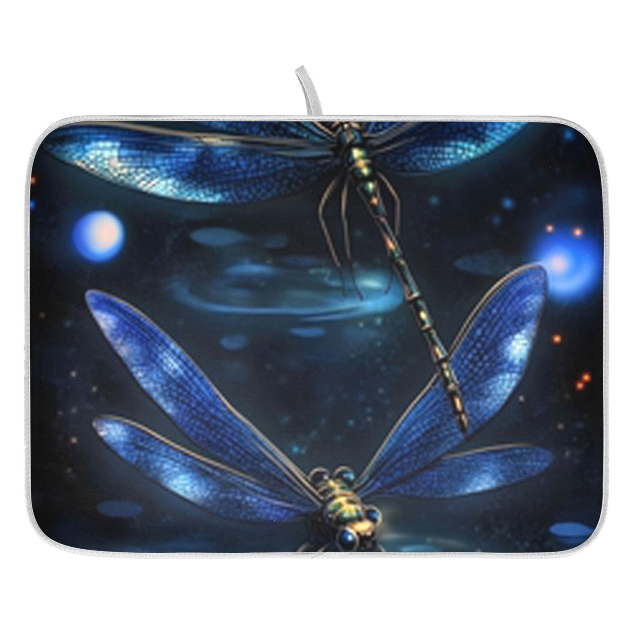 Dish Drying Mat for Kitchen Counter 16x18/18x24 Fantasy Blue Dragonfly ...