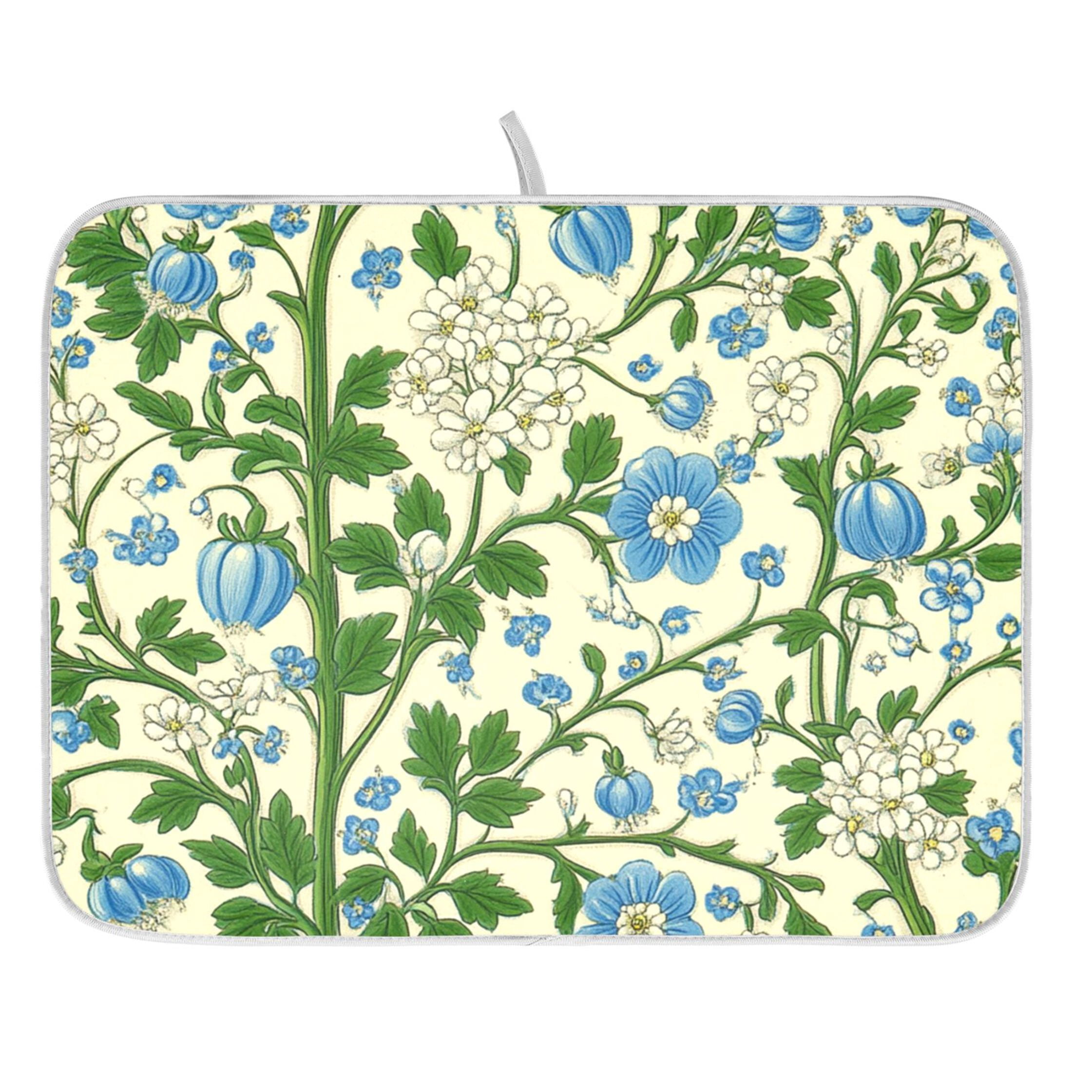 Dish Drying Mat for Kitchen Counter 16x18/18x24 Flowers and Fruits ...